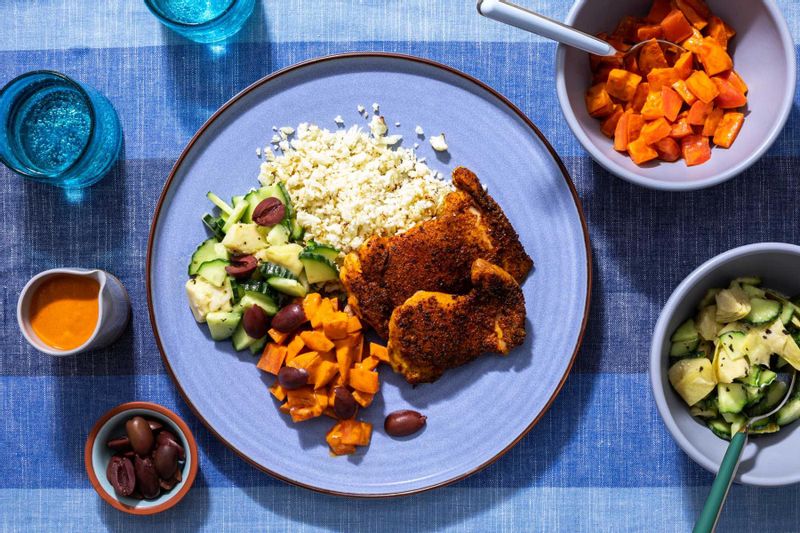 Mediterranean Meze Platter with Chicken and Spicy Tahini Dressing ...