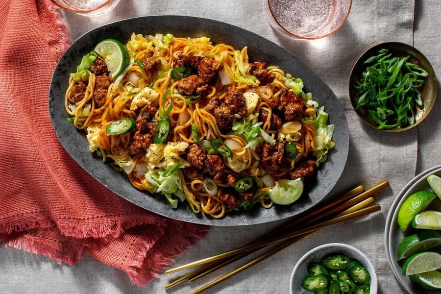 Pork Mee Goreng With Fresh Ramen, Cabbage, and Scrambled Eggs | Sunbasket