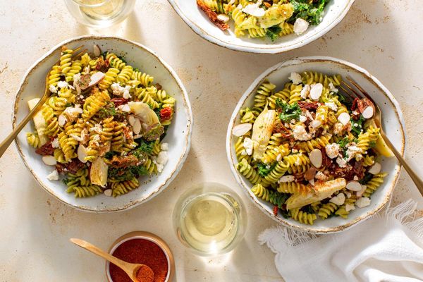 Fresh Fusilli with Kale, Artichokes, and Feta | Sunbasket