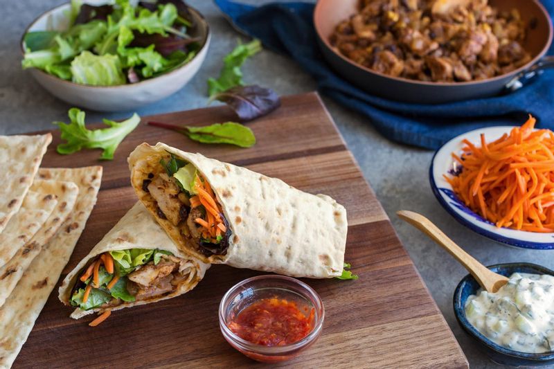 Musakhan chicken wraps with pickled carrots and tzatziki | Sunbasket