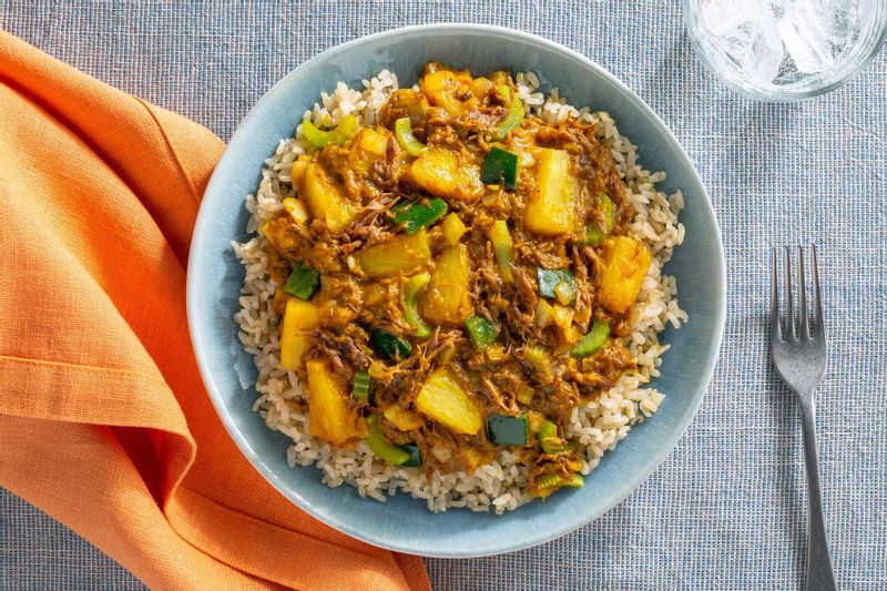 Peruvian Fried Rice With Duck Confit, Poblano, and Pineapple | Sunbasket