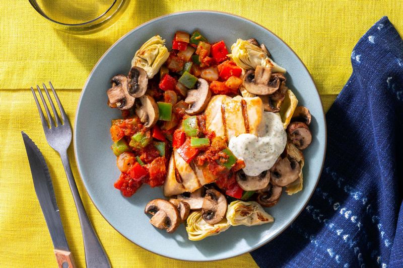 Basque Chicken and Peppers With Mushrooms and Lemon-Parsley Aioli ...