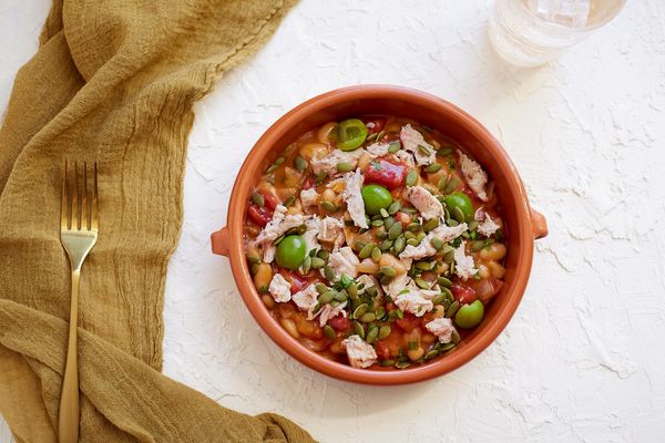 Latin Chicken Stew With White Beans, Green Olives, and Pumpkin Seeds ...