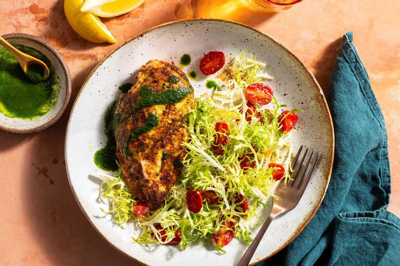 Santa Fe Spiced Chicken Breasts with Warm Tomato-Frisee Salad | Sunbasket