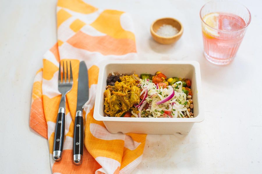 Spicy Pulled Pork Grain Bowl With Sweet Corn and Bell Pepper Relish ...