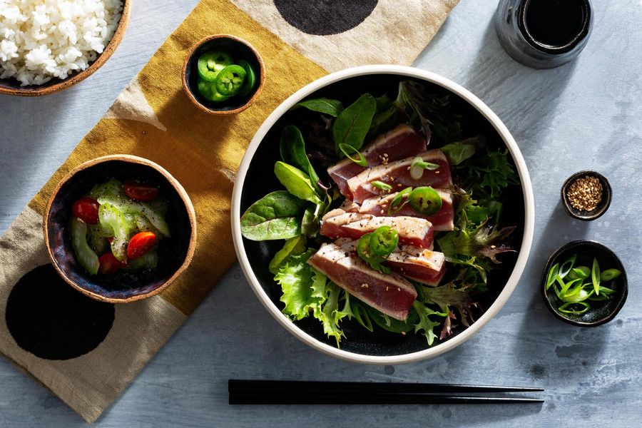 Tuna Tataki Bowls With White Rice And Quick Pickles Sunbasket Tuna Tataki Bowls With White Rice And Quick Pickles Sunbasket