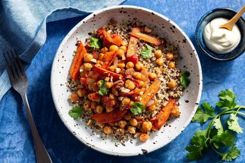 Braised Chickpeas and Carrots with Quinoa, Yogurt, and Almonds | Sunbasket