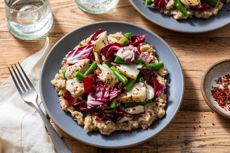 Flaked Cod and Chicory Salad over White Bean Puree | Sunbasket