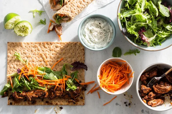 Musakhan Chicken Wraps with Pickled Carrots and Lemon-Dill Yogurt ...